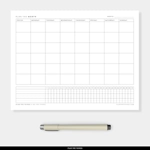 Monthly Calendar + Tracker Printable | Undated | Monthly Overview ...