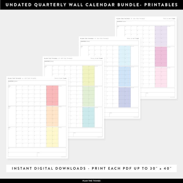 Quarterly Calendar - Etsy