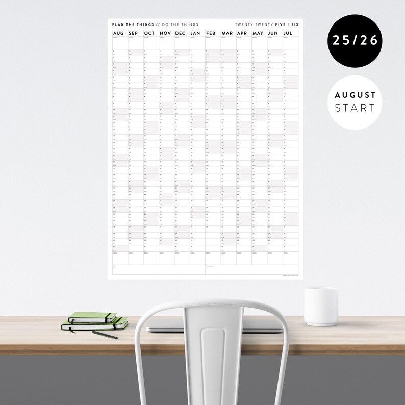 2025 - 2026 SIERPIEŃ Rozpocznij kalendarz ścienny akademicki | Planer w ...