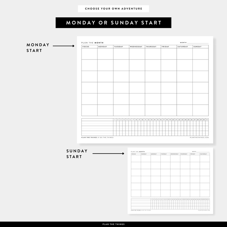 Monthly Calendar + Tracker Printable | Undated | Monthly Overview ...