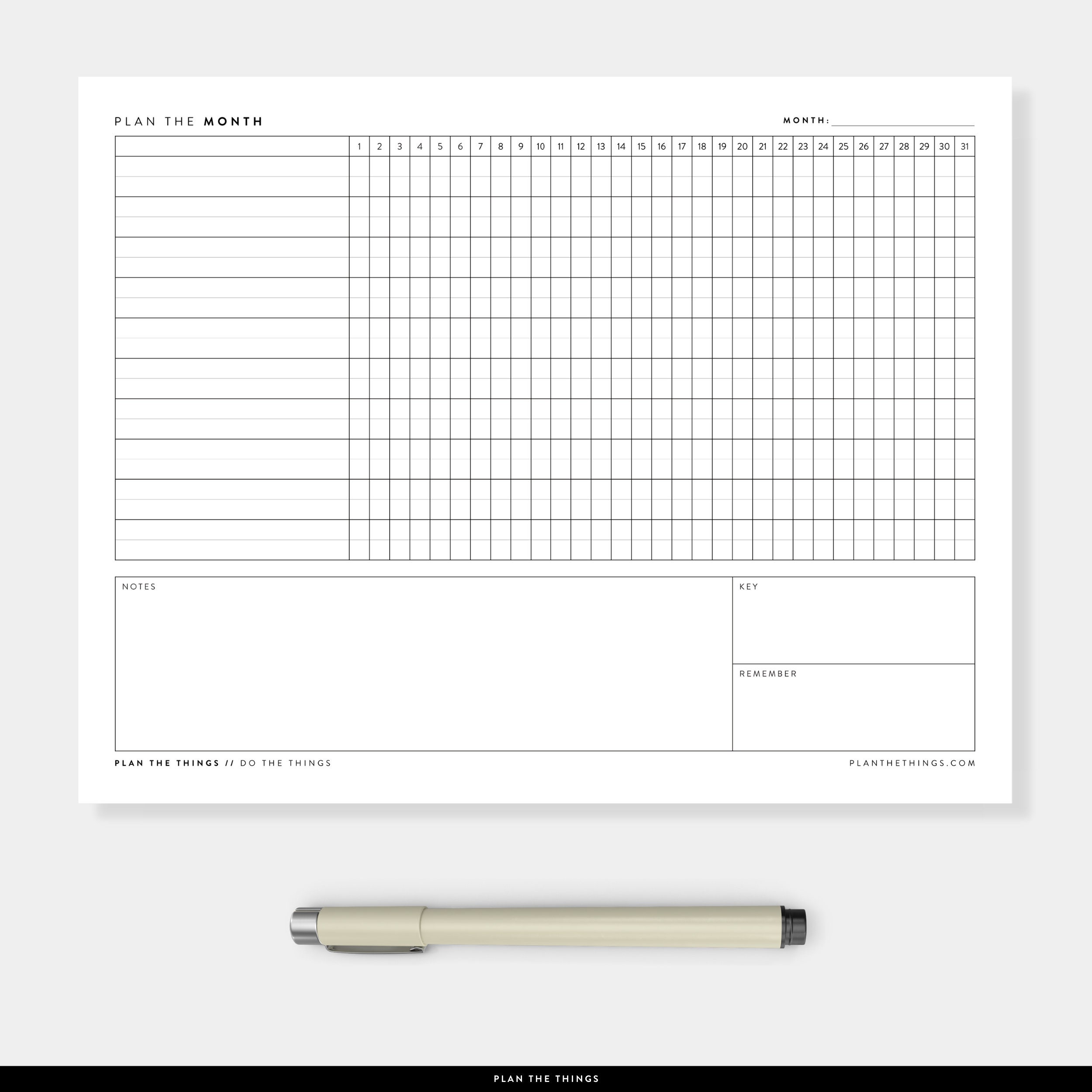 Monthly Habit Tracker / Project Timeline Printable Printable - Etsy