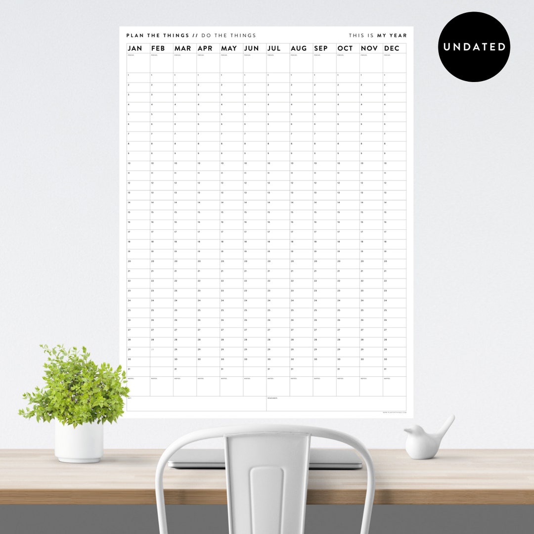 Giant Perpetual Wall Calendar | Undated Annual Calendar | Yearly ...