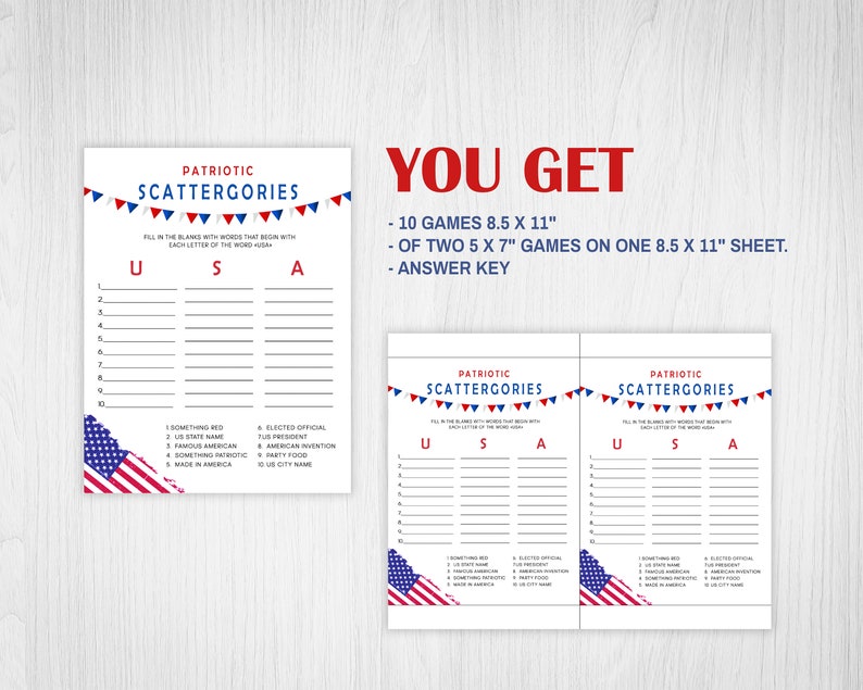 10 Patriotic Games Bundle Printable Games Pack for 4th of - Etsy