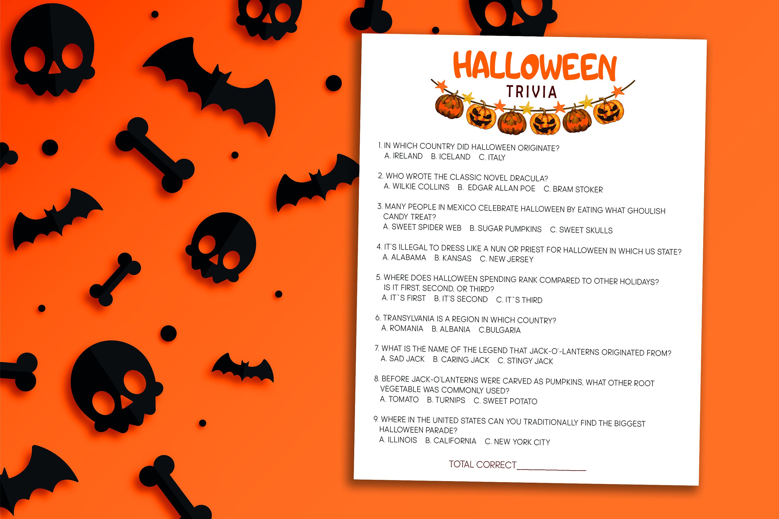 Halloween Trivia Game Instant Download Fun Quiz Questions Halloween ...
