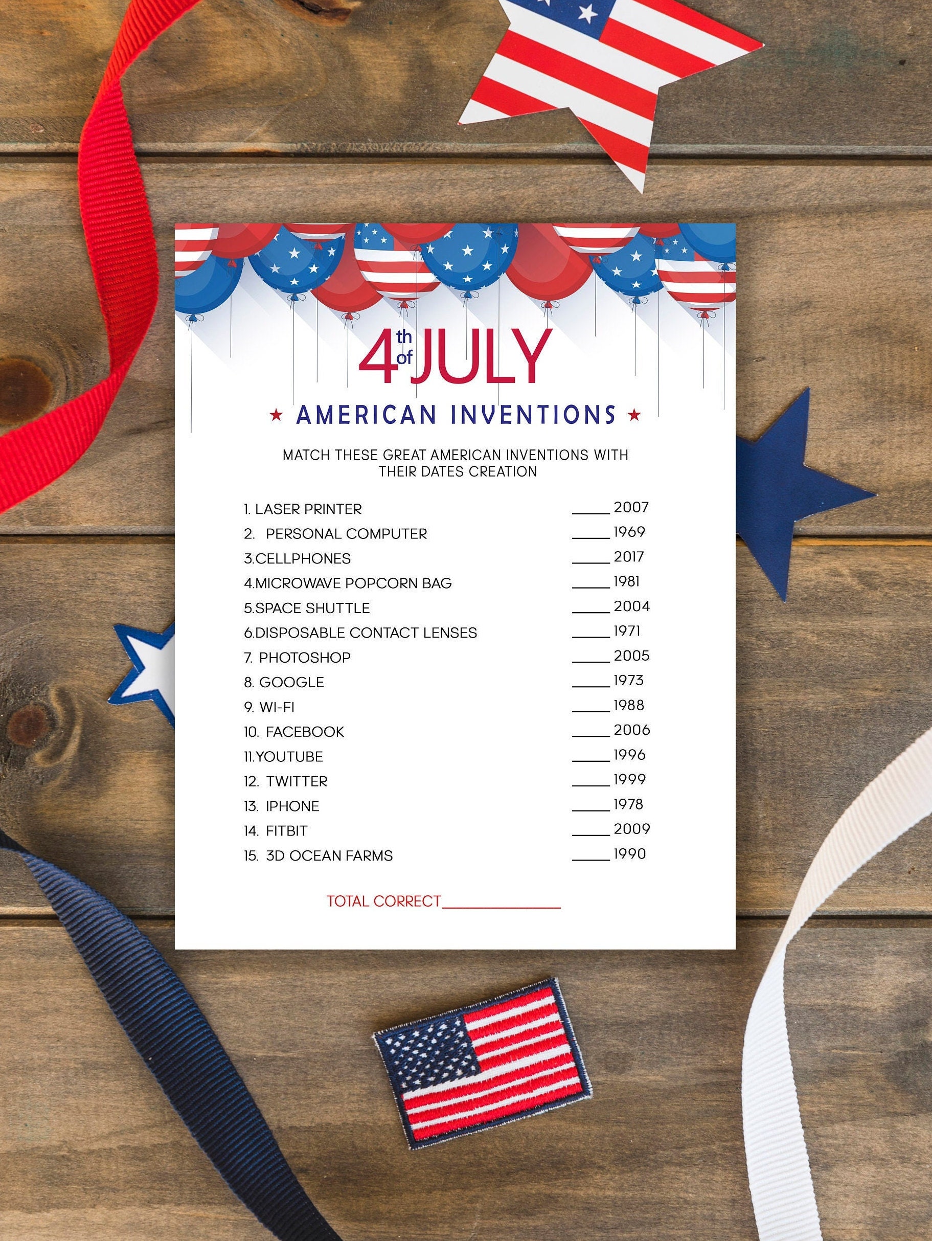 American Inventions, 4th of July Printable Games, Patriotic Fourth of ...