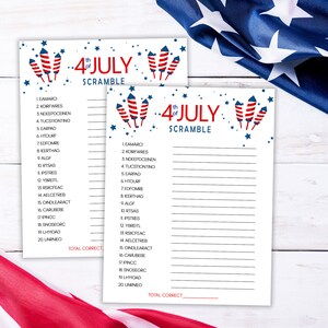 Patriotic Scramble Game, 4th of July Printable Games, Fourth of July ...