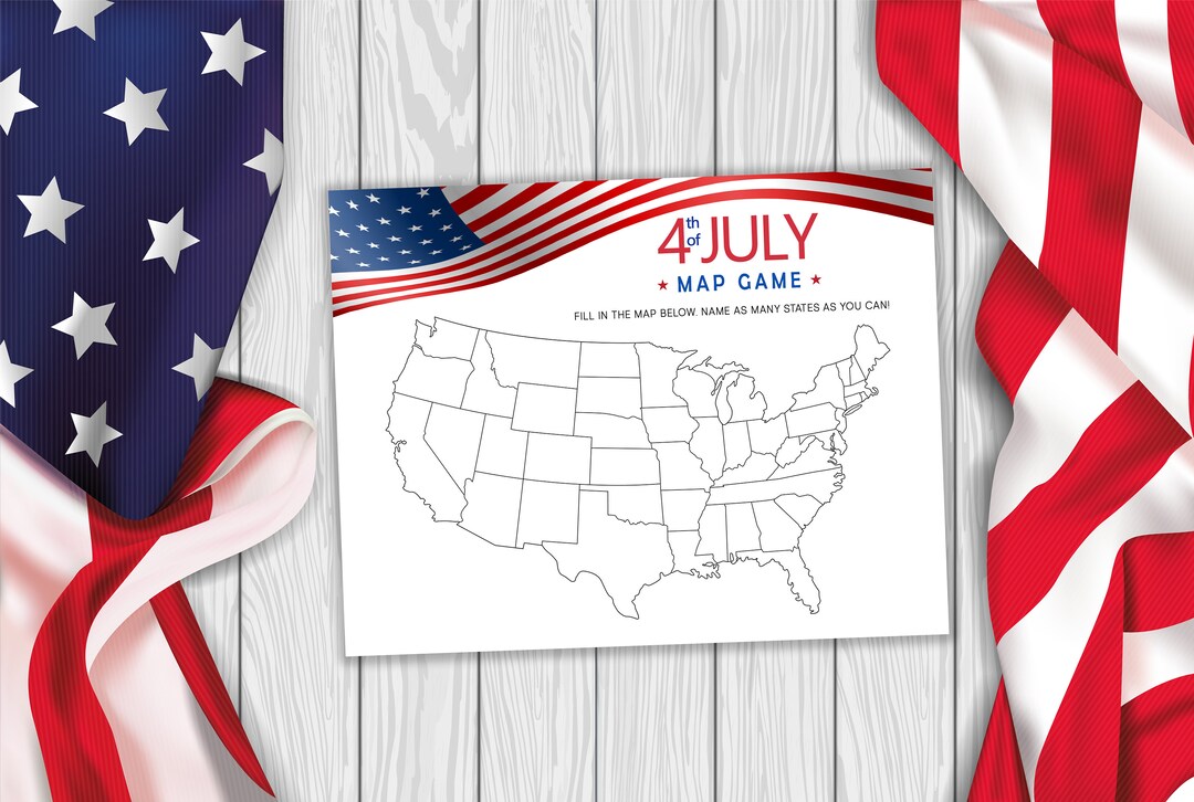 4th of July Printable Map Game Patriotic Fourth of July Games - Etsy