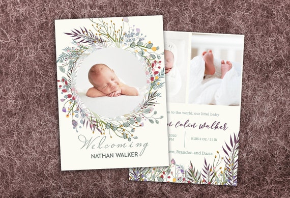 Design & Templates Stationery Editable Baby Announcement Template ...
