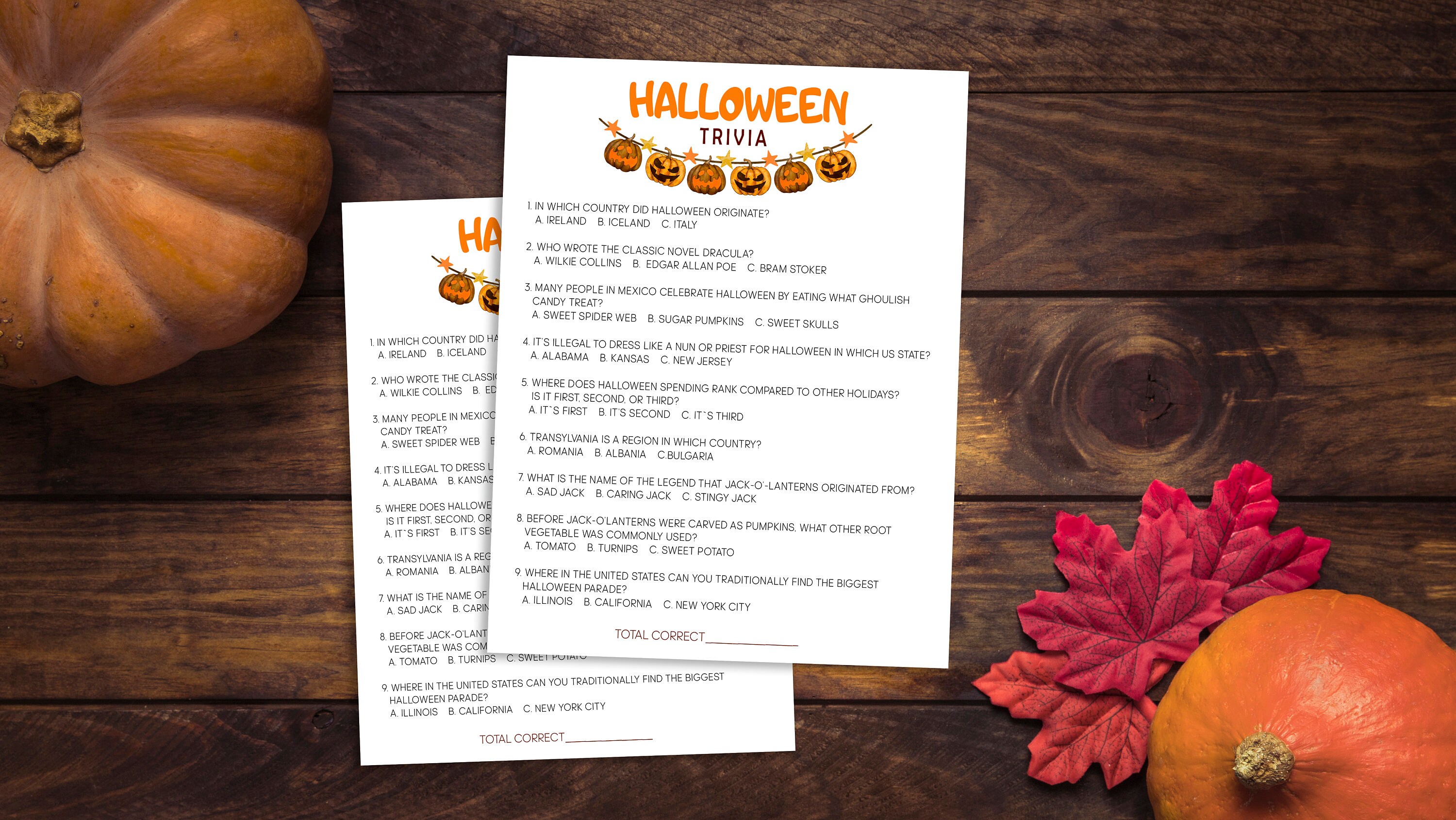 Halloween Trivia Game Instant Download Fun Quiz Questions Halloween ...