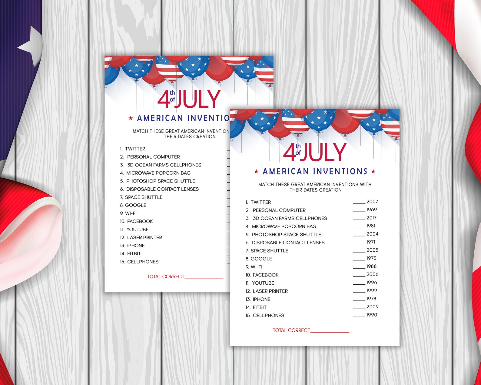 American Inventions, 4th of July Printable Games, Patriotic Fourth of ...