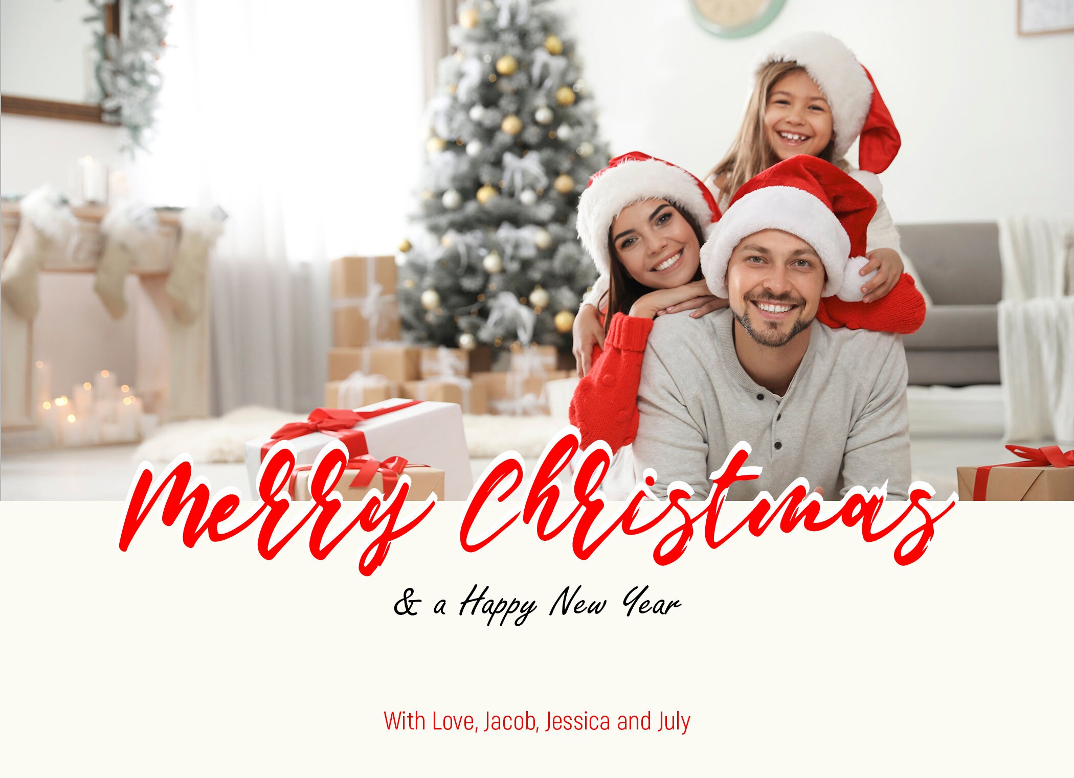 Photo Christmas Card Template: Merry Christmas Script Font - Etsy