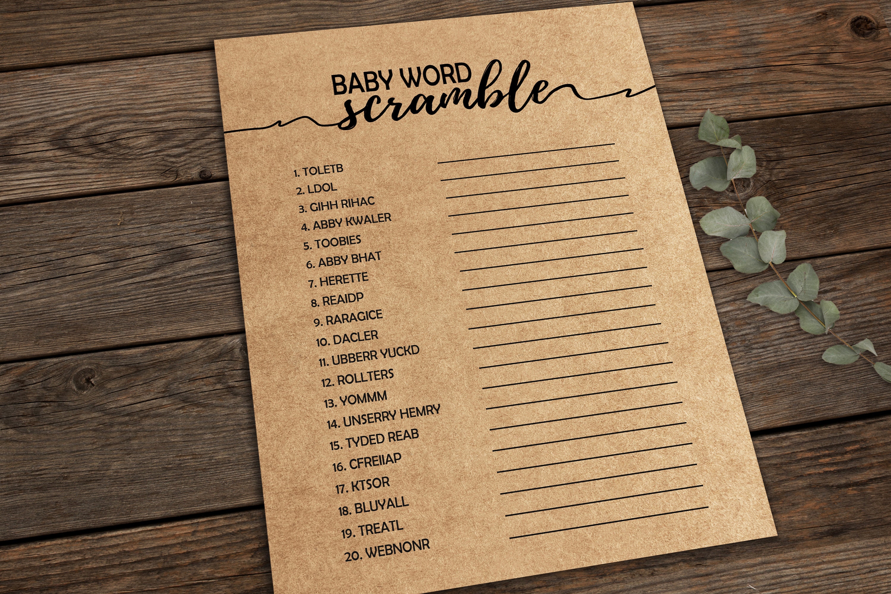 Baby Word Scrambled Game, Word Scramble Baby Shower Game, Baby ...