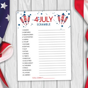 Patriotic Scramble Game, 4th of July Printable Games, Fourth of July ...