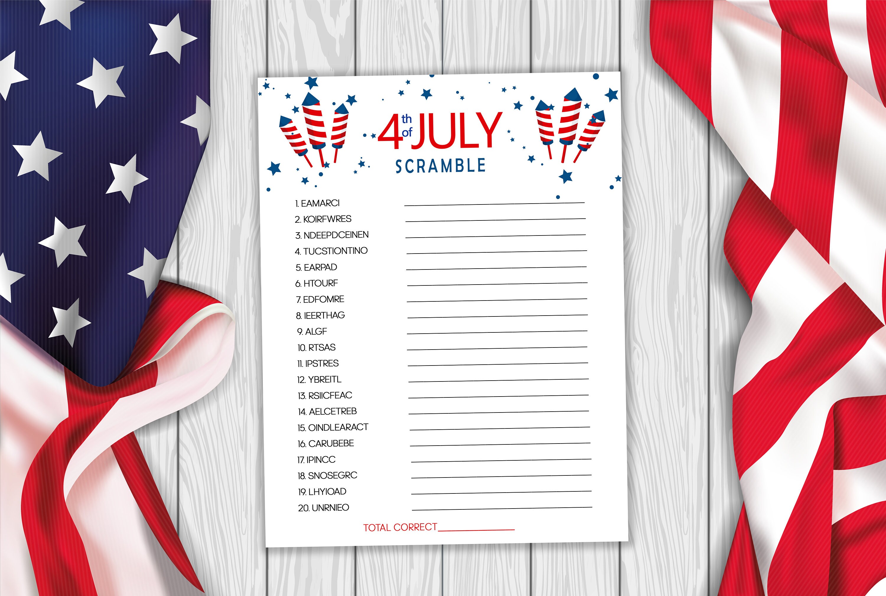 Patriotic Scramble Game, 4th of July Printable Games, Fourth of July ...