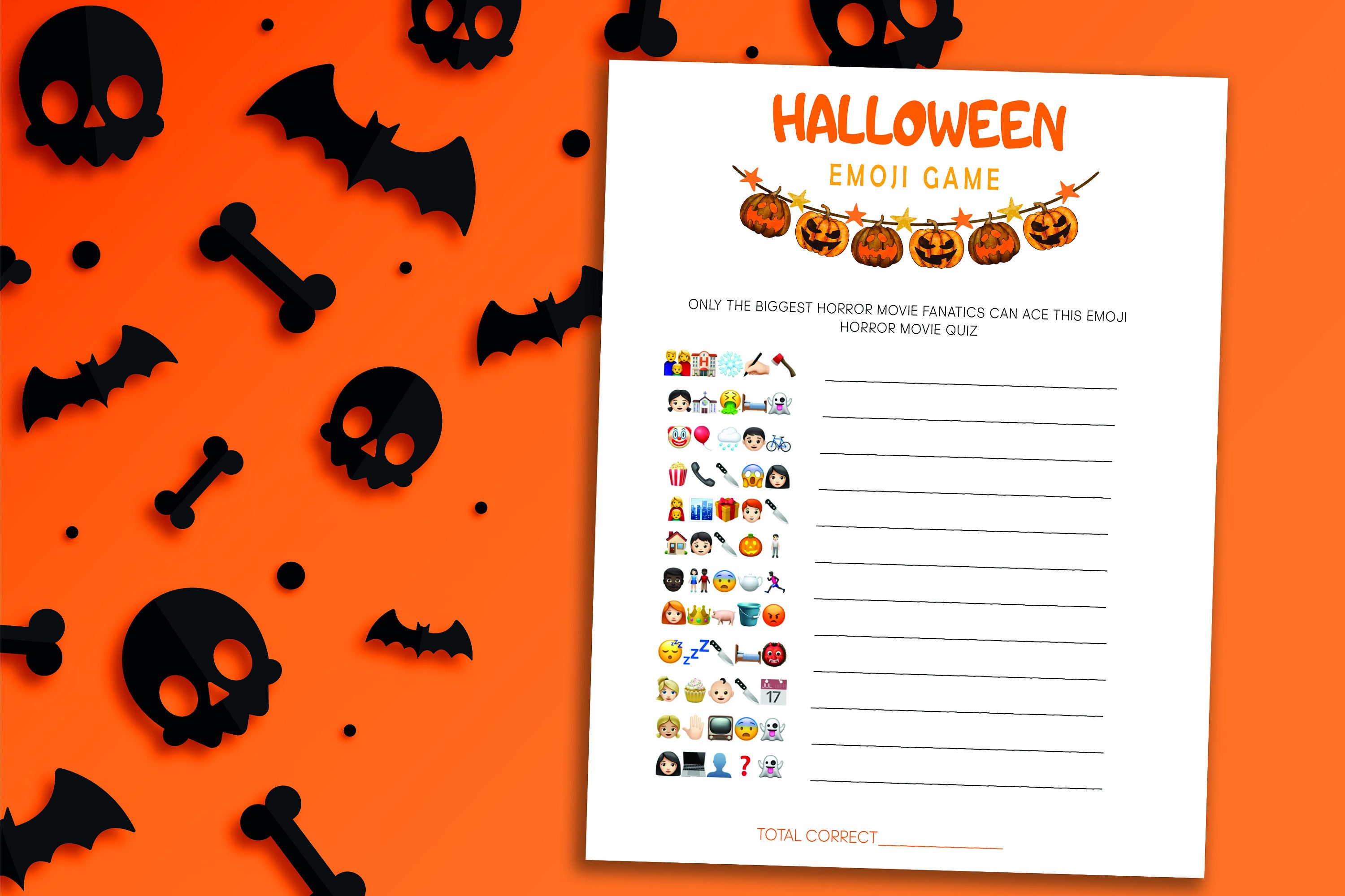 Halloween Emoji Game Instant Download Fun Quiz Questions - Etsy