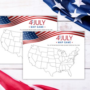 4th of July Printable Map Game Patriotic Fourth of July Games | Etsy