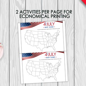 4th of July Printable Map Game Patriotic Fourth of July Games | Etsy