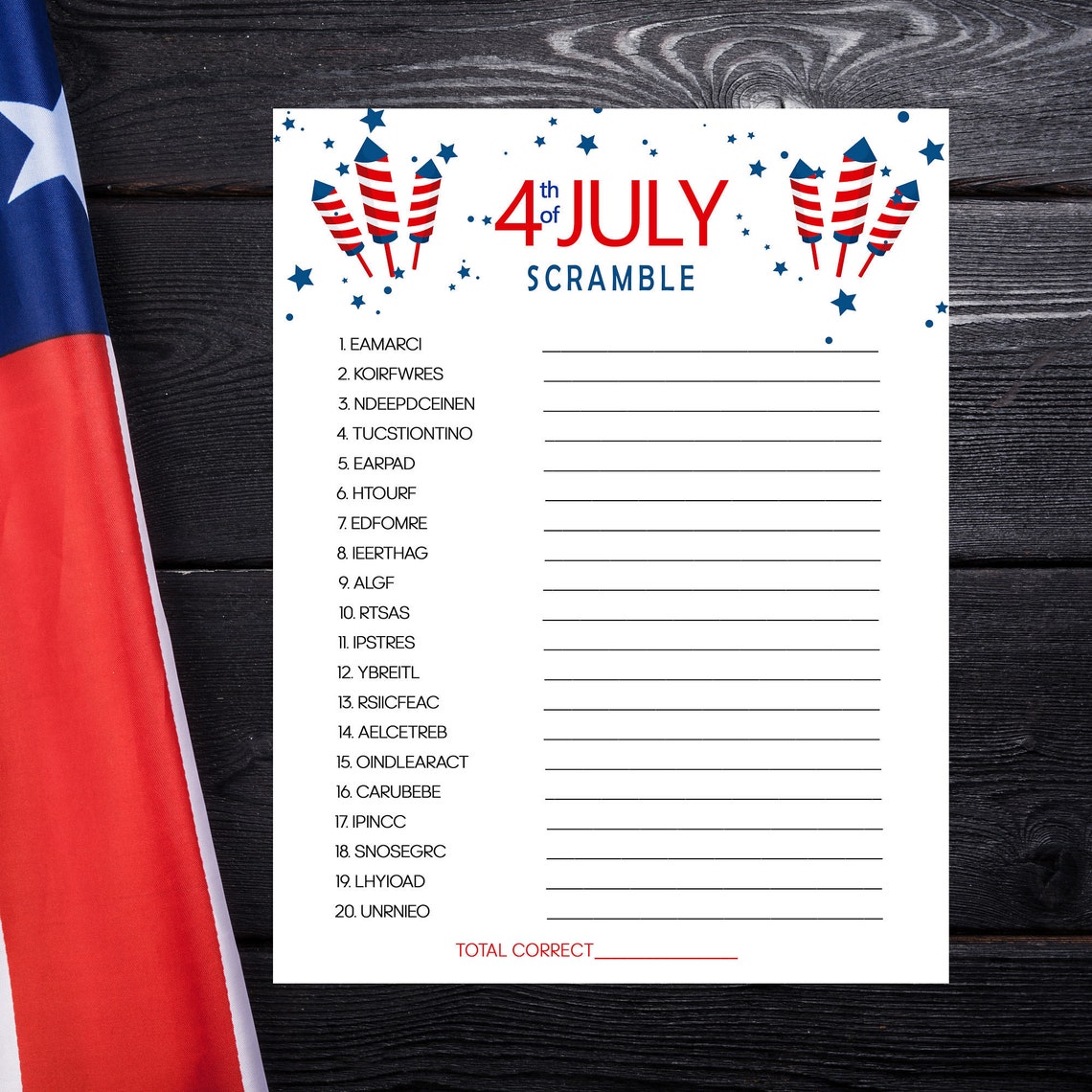 Patriotic Scramble Game, 4th of July Printable Games, Fourth of July ...