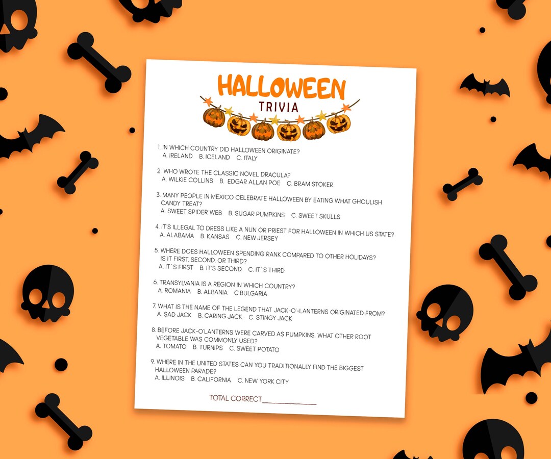 Halloween Trivia Game Instant Download Fun Quiz Questions Halloween ...