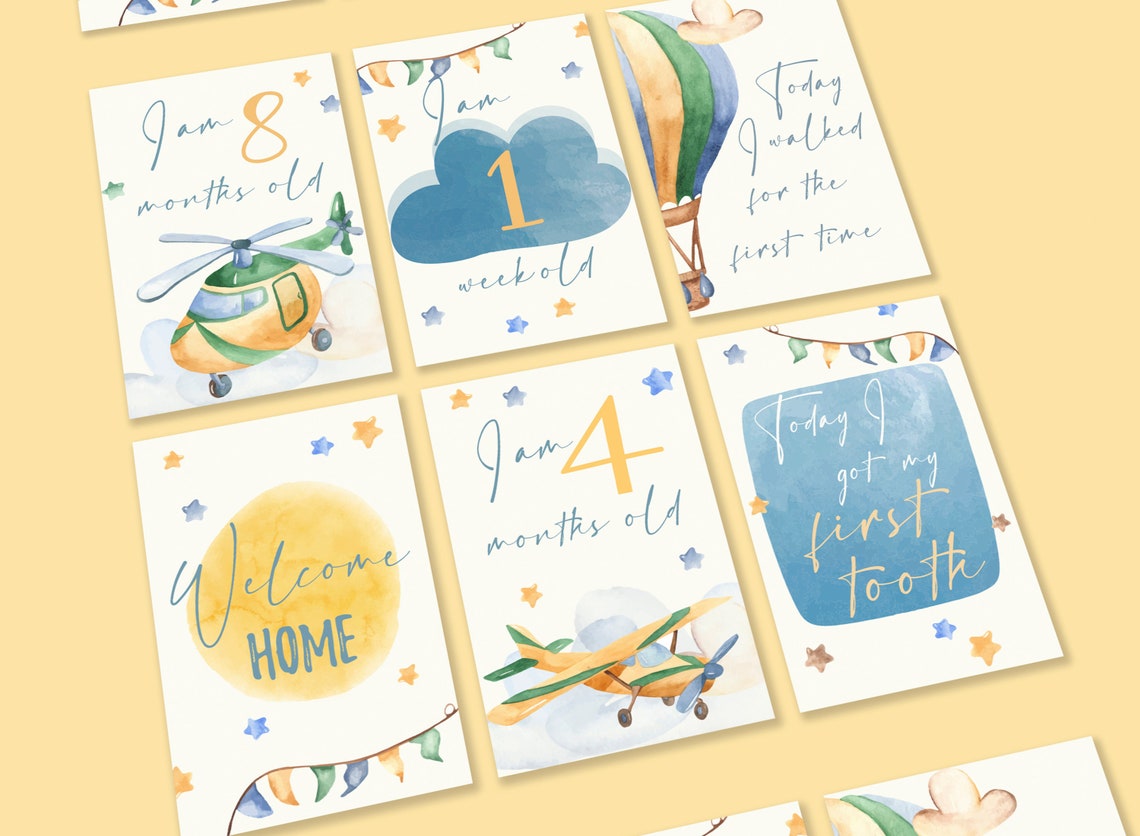 20 Baby Milestone Cards Printable Cards Month Cards Instant - Etsy