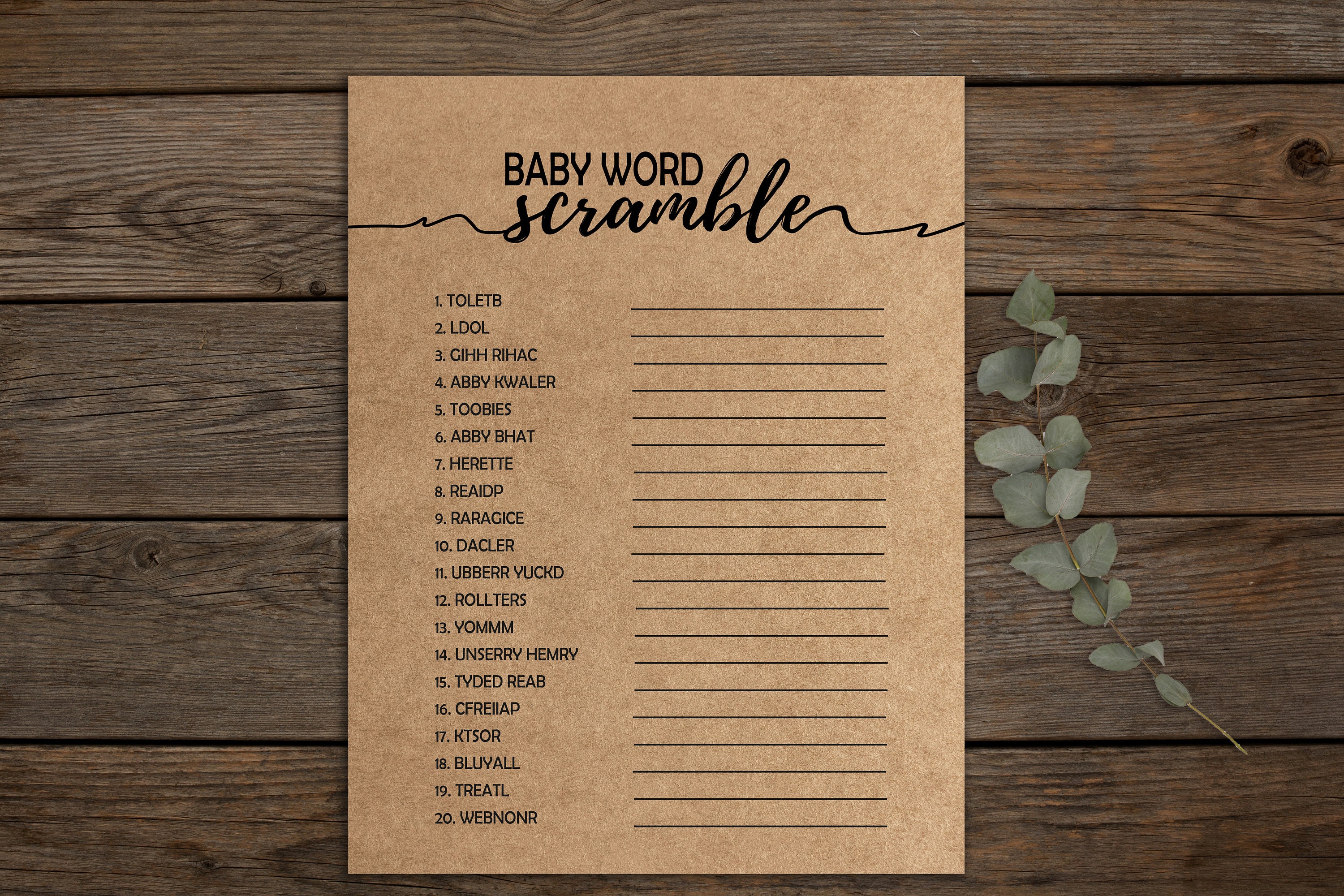 Baby Word Scrambled Game, Word Scramble Baby Shower Game, Baby ...