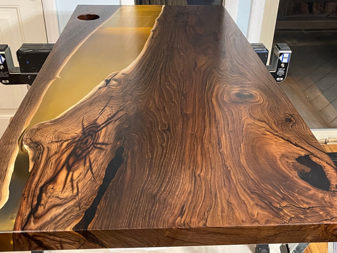 Solid Black Walnut River Table Computer Table Epoxy Table - Etsy