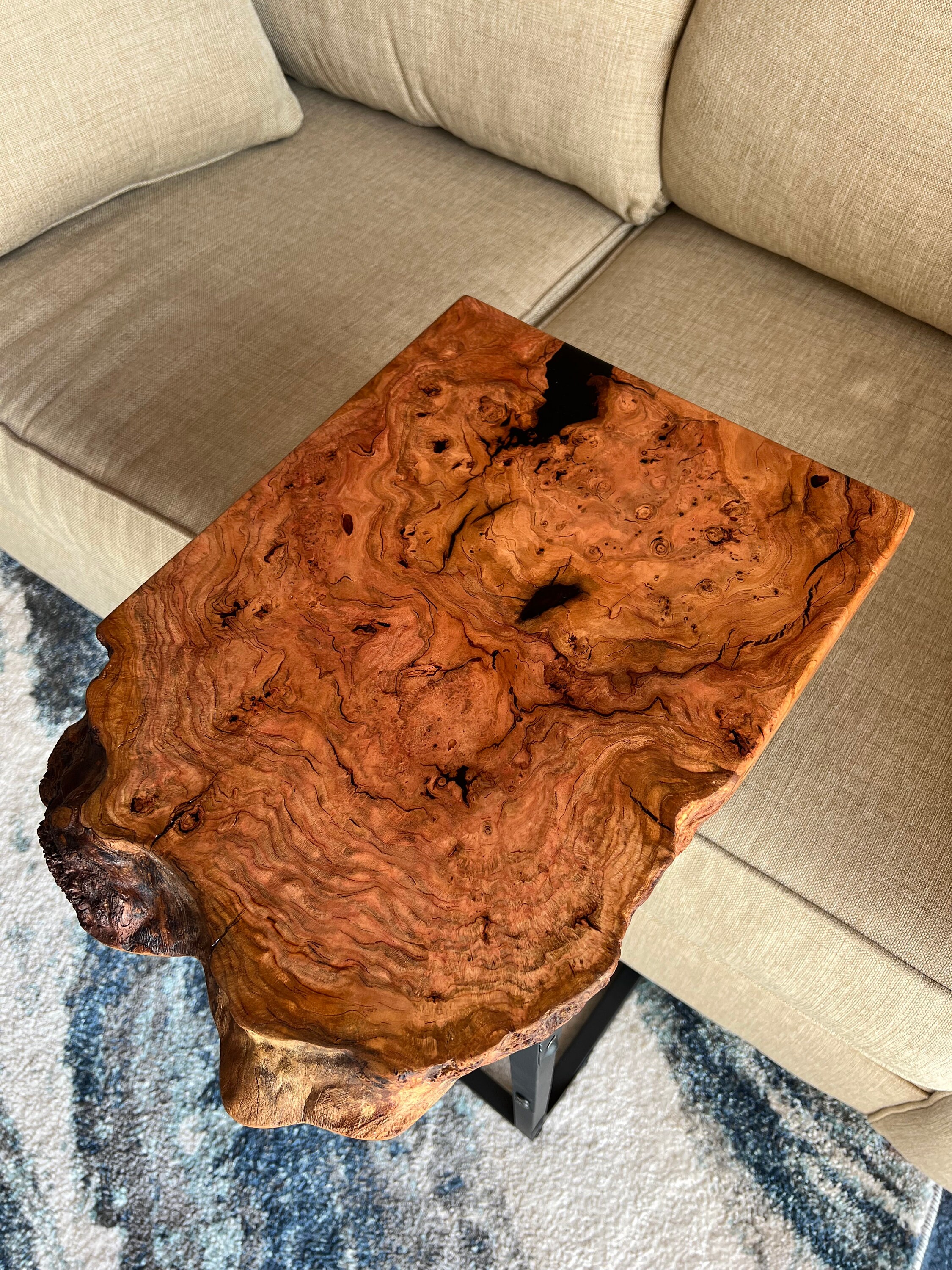 Solid Cherry Burl Epoxy Resin C Table Sofa Table Snack Table - Etsy