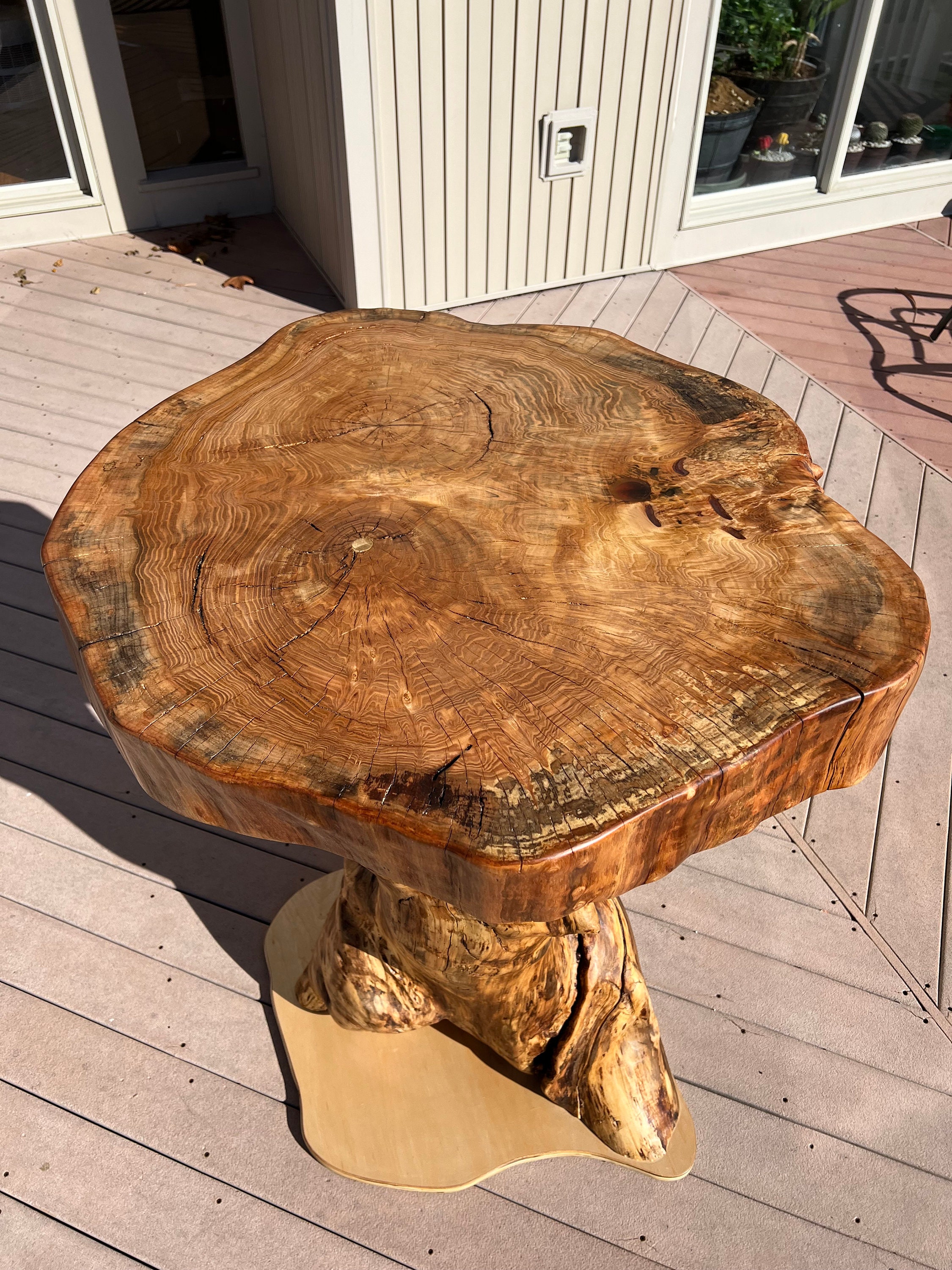 Cocktail, Bar, Lounge Solid Live Edge Maple Table With Rare Find Stump ...