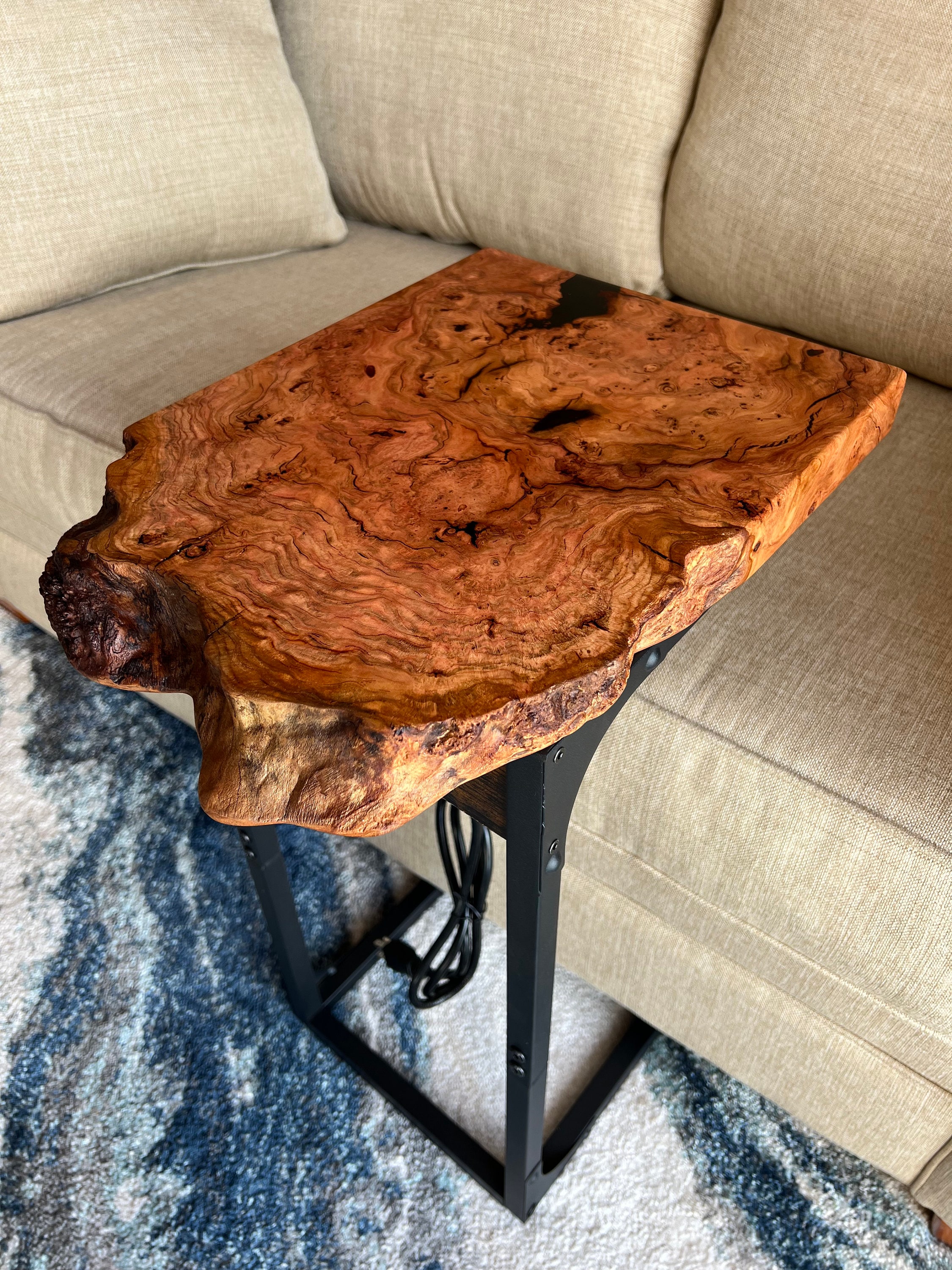 Solid Cherry Burl Epoxy Resin C Table Sofa Table Snack Table - Etsy