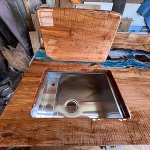 Hardwood Epoxy Resin Ocean Theme Kitchen Island Top, Countertop, Bar ...