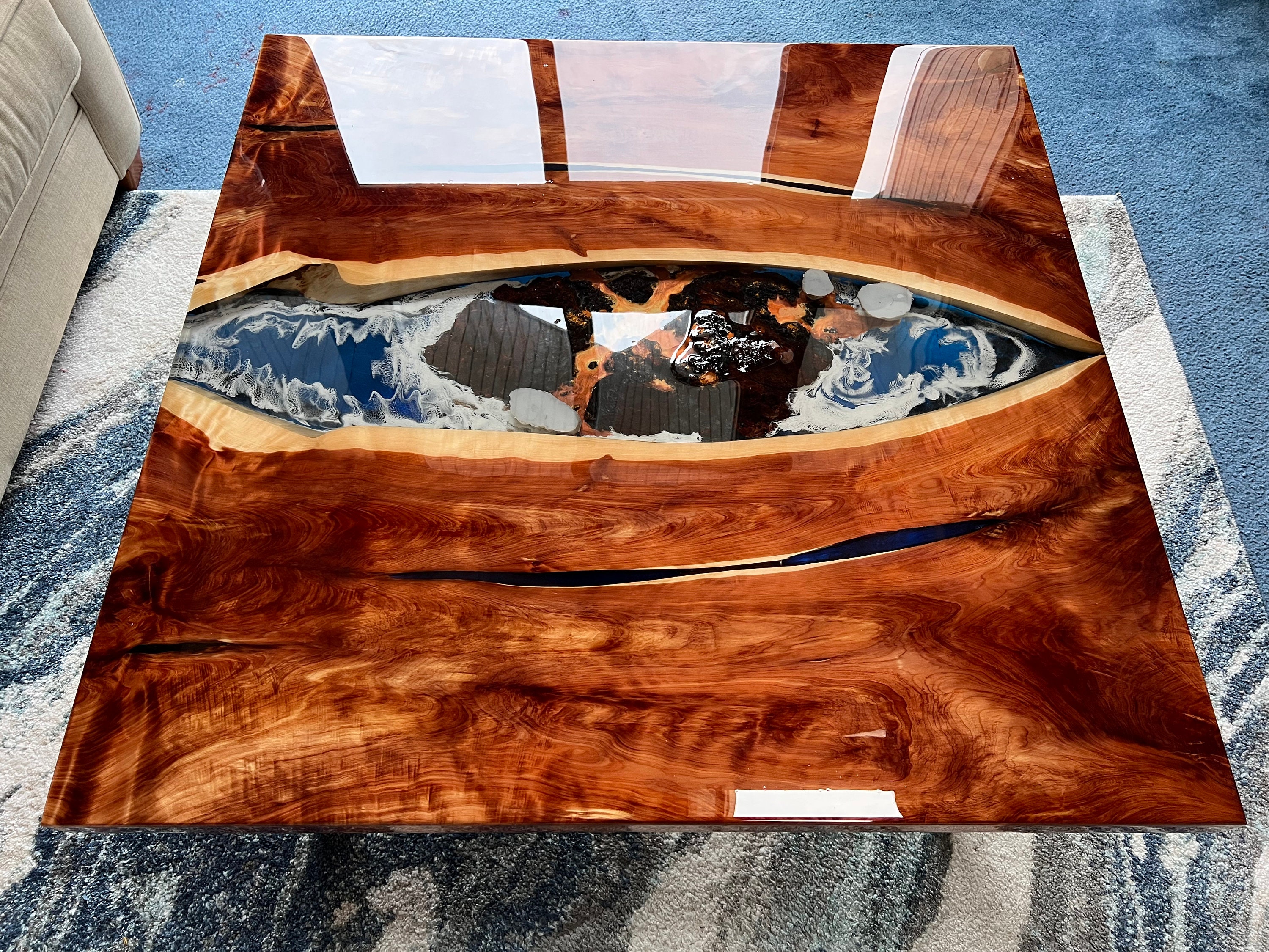 Red Cedar Hawaii Volcano Ocean Coffee Table, Large Coffee, Epoxy Resin ...