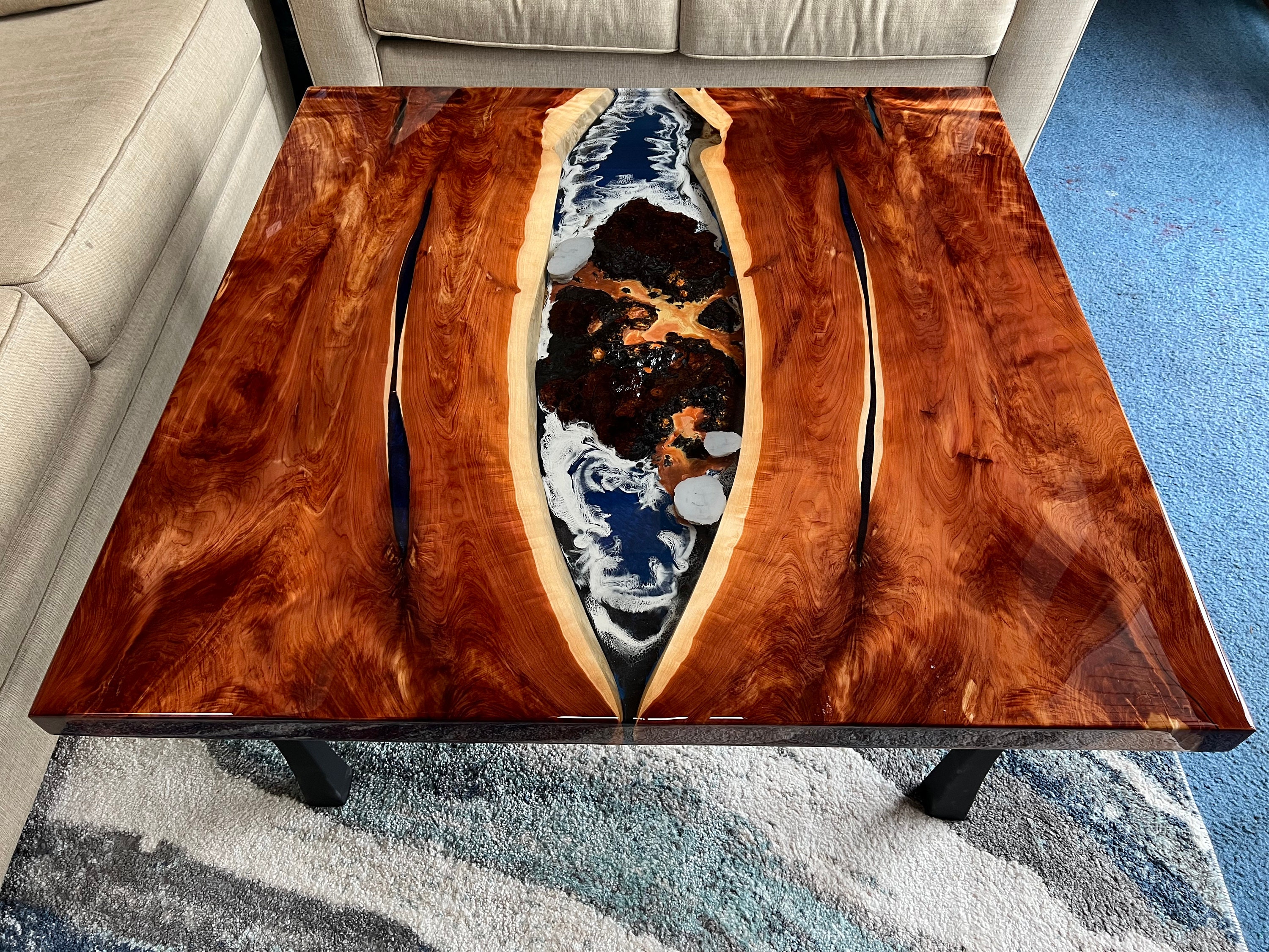 Red Cedar Hawaii Volcano Ocean Coffee Table, Large Coffee, Epoxy Resin ...