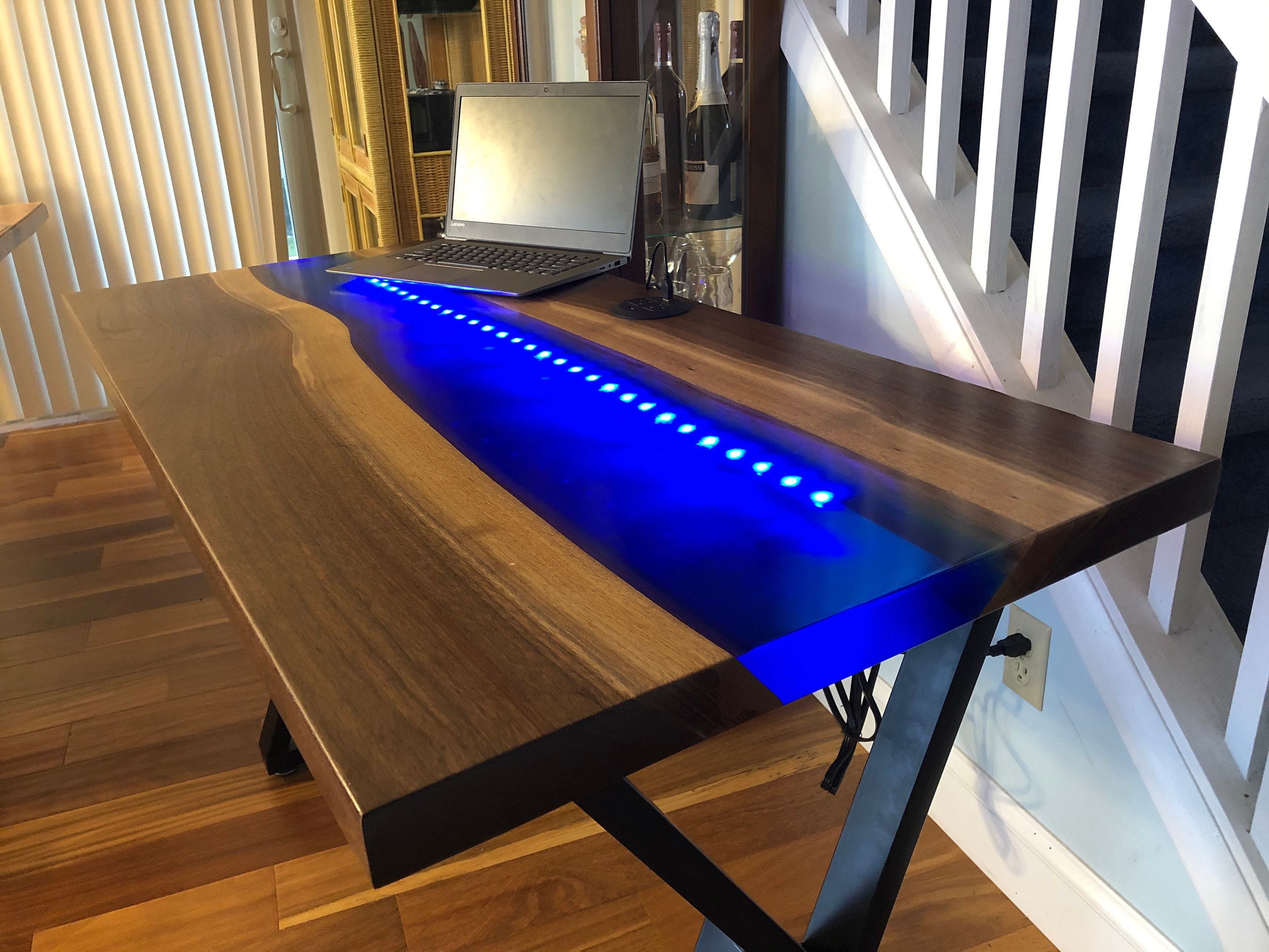 Solid Black Walnut River Table, Computer Table, Epoxy Table, Office ...