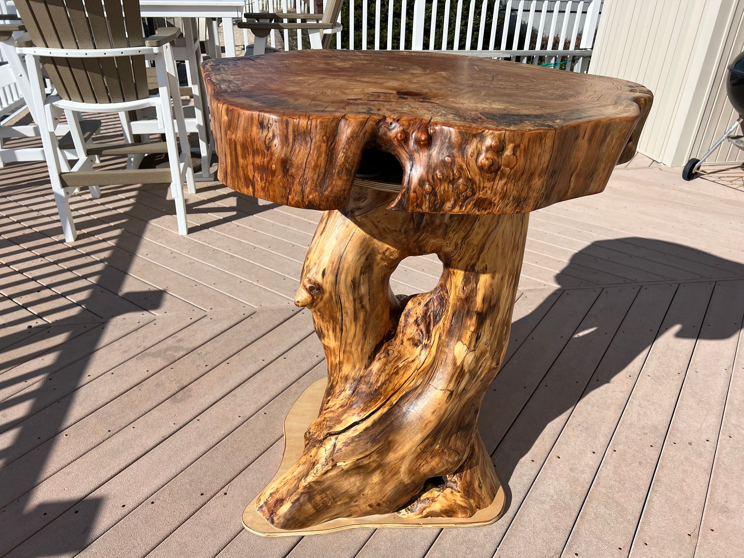 Cocktail, Bar, Lounge Solid Live Edge Maple Table With Rare Find Stump ...