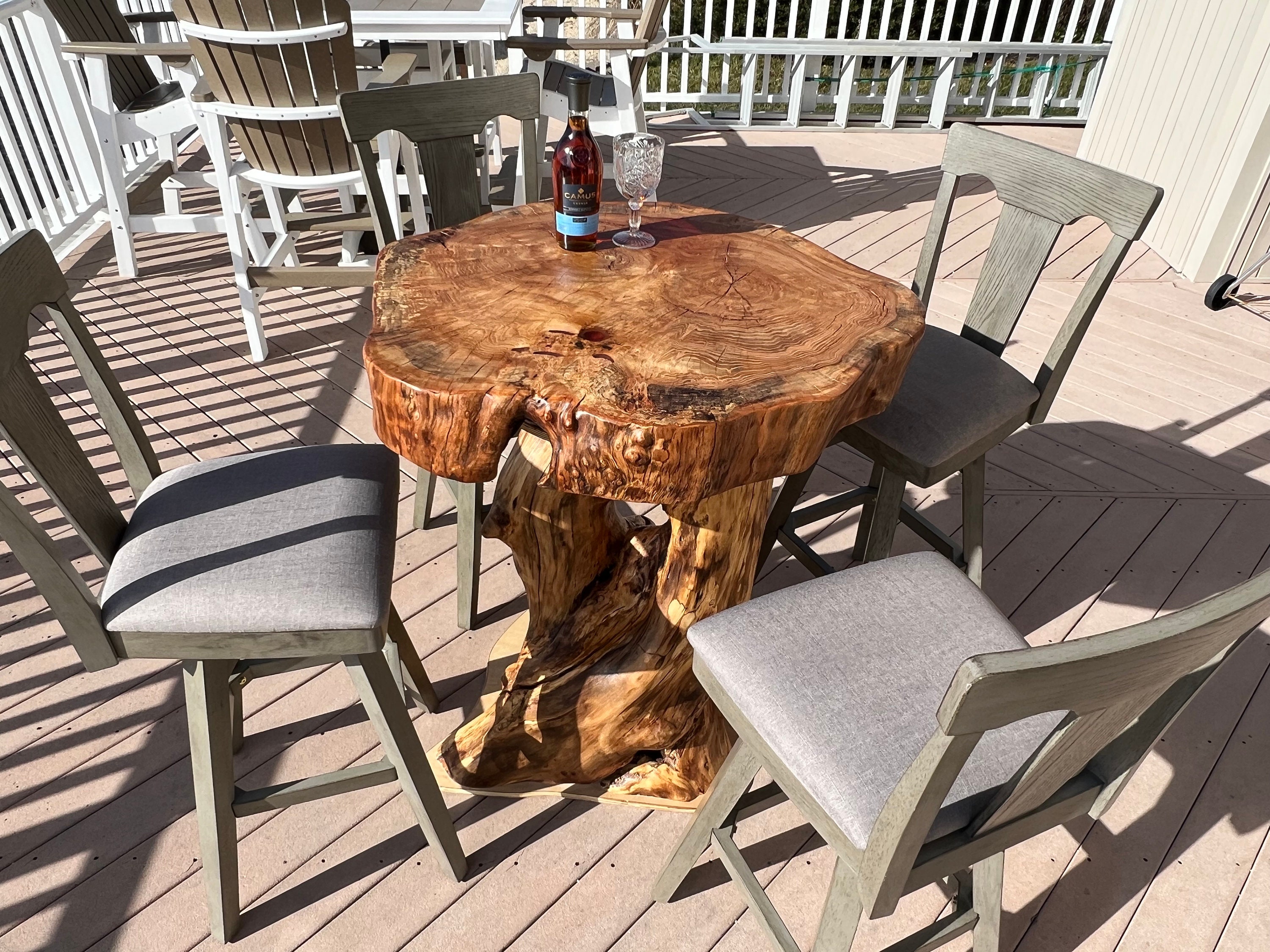 Cocktail, Bar, Lounge Solid Live Edge Maple Table With Rare Find Stump ...