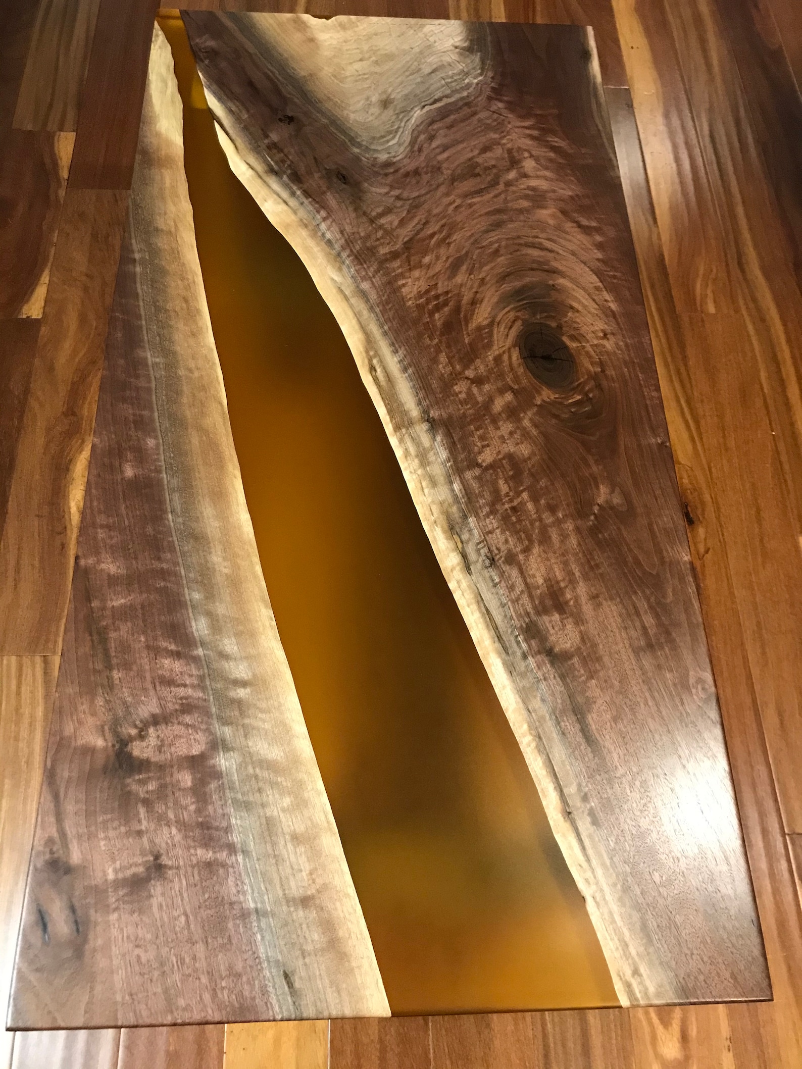 Black Walnut Amber Epoxy Resin River Computer Table Hardwood Table ...