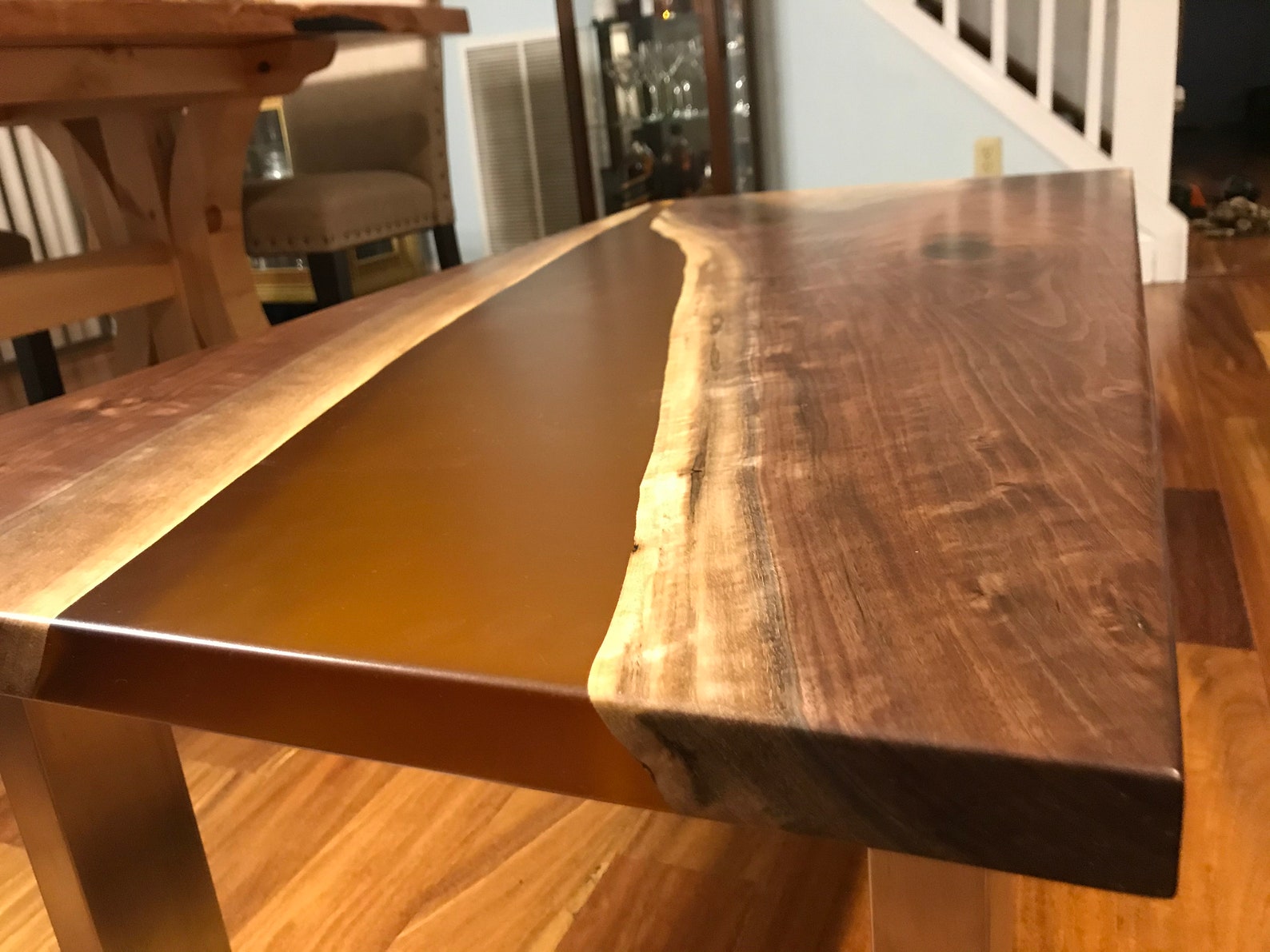 Black Walnut Amber Epoxy Resin River Computer Table Hardwood Table ...