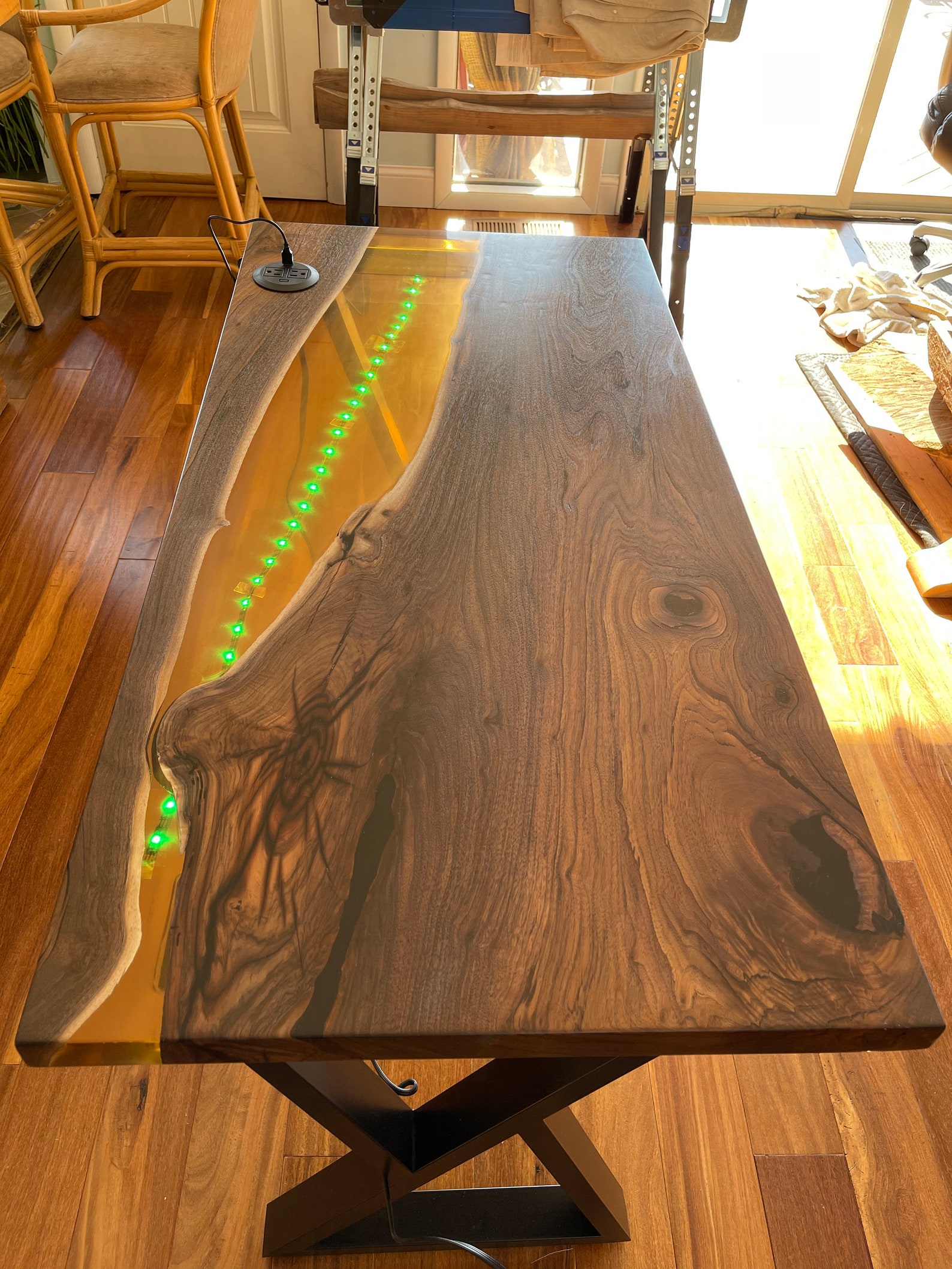 Solid Black Walnut River Table, Computer Table, Epoxy Table, Office ...