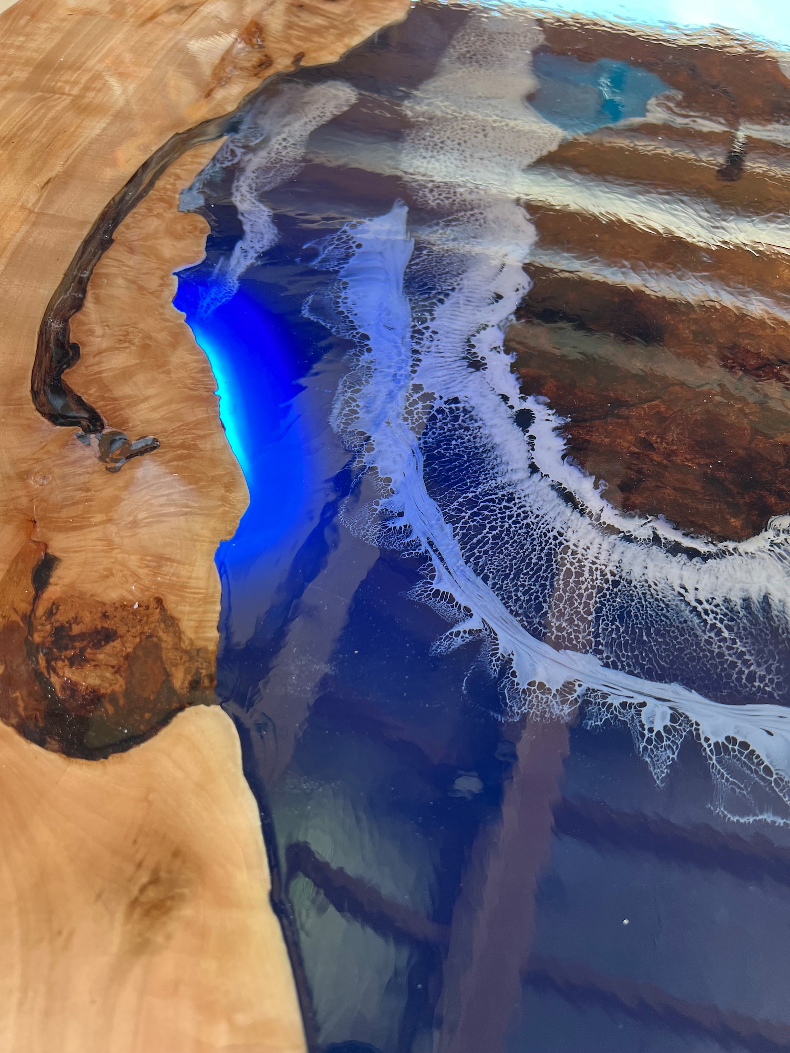Hardwood Epoxy Resin Ocean Theme Kitchen Island Top, Countertop, Bar ...
