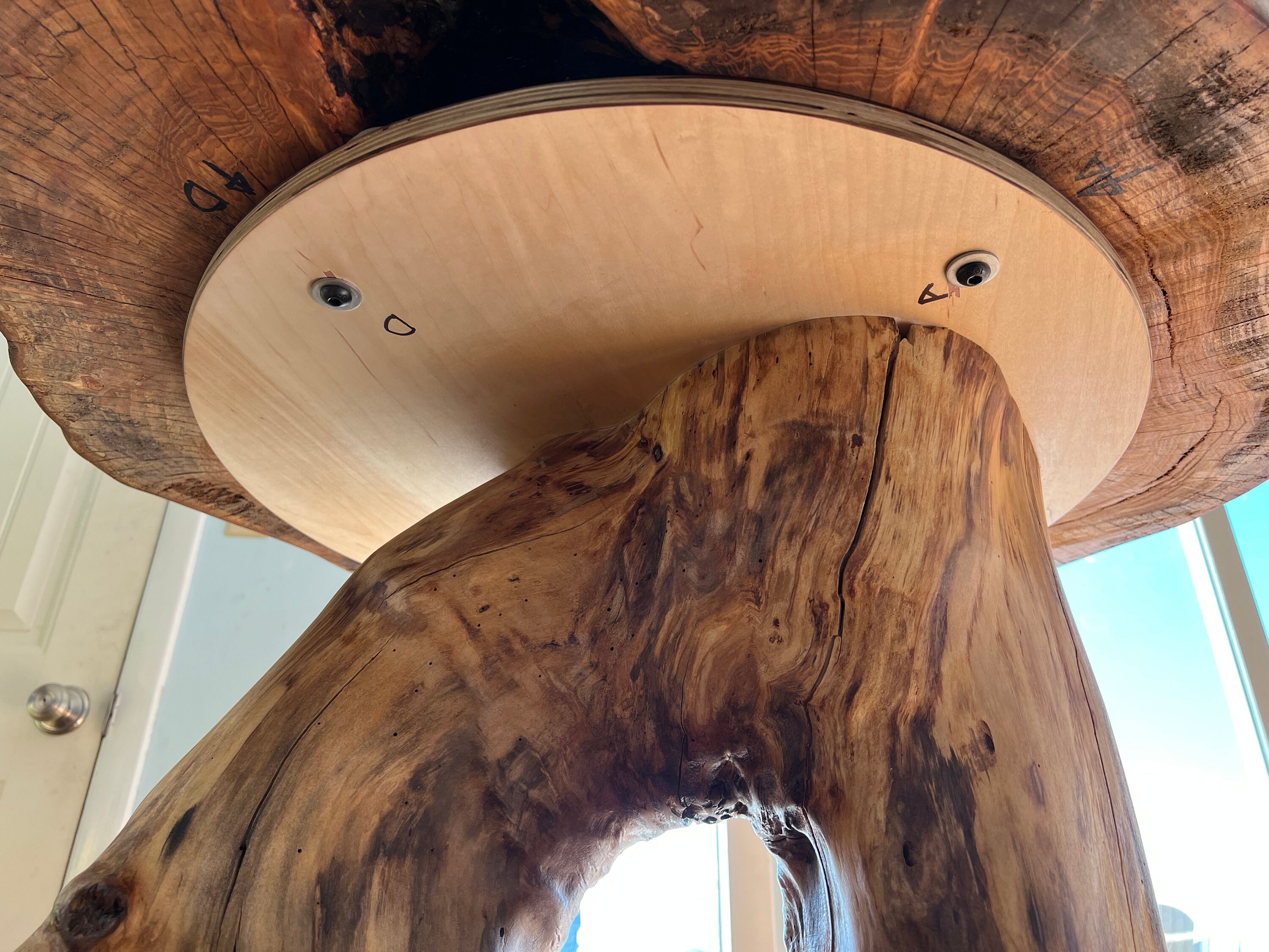 Cocktail, Bar, Lounge Solid Live Edge Maple Table With Rare Find Stump ...