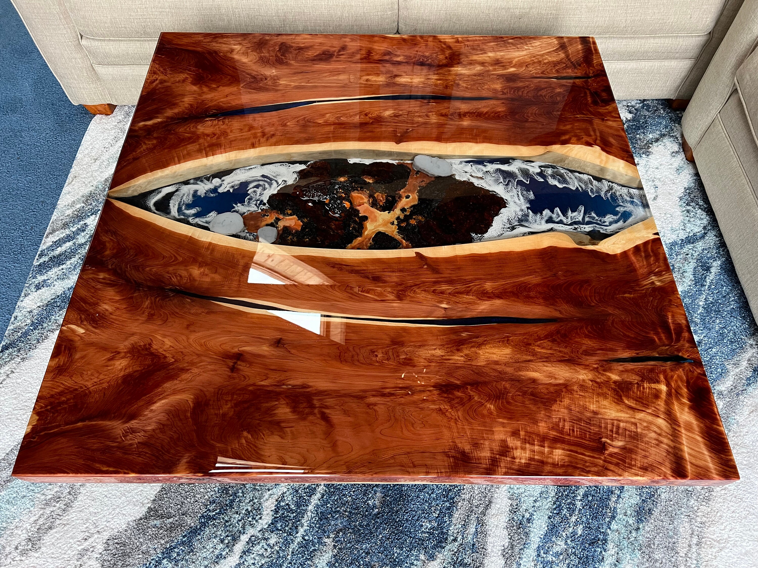 Red Cedar Hawaii Volcano Ocean Coffee Table, Large Coffee, Epoxy Resin ...
