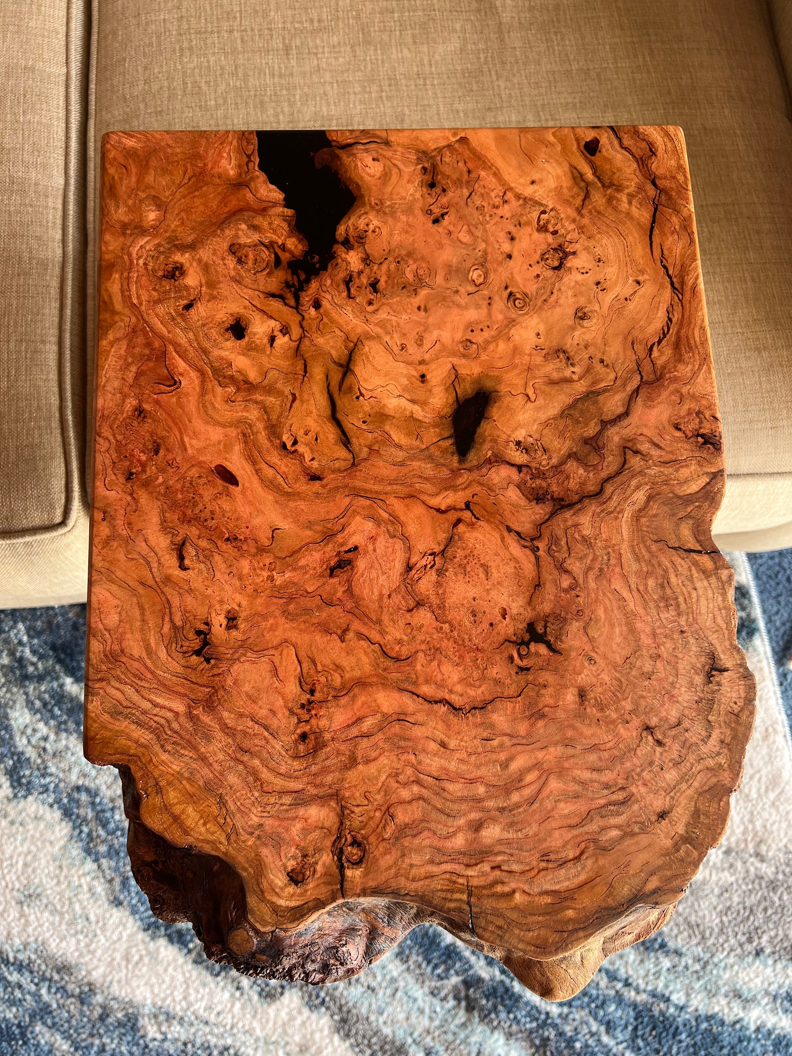 Solid Cherry Burl Epoxy Resin C Table Sofa Table Snack Table - Etsy