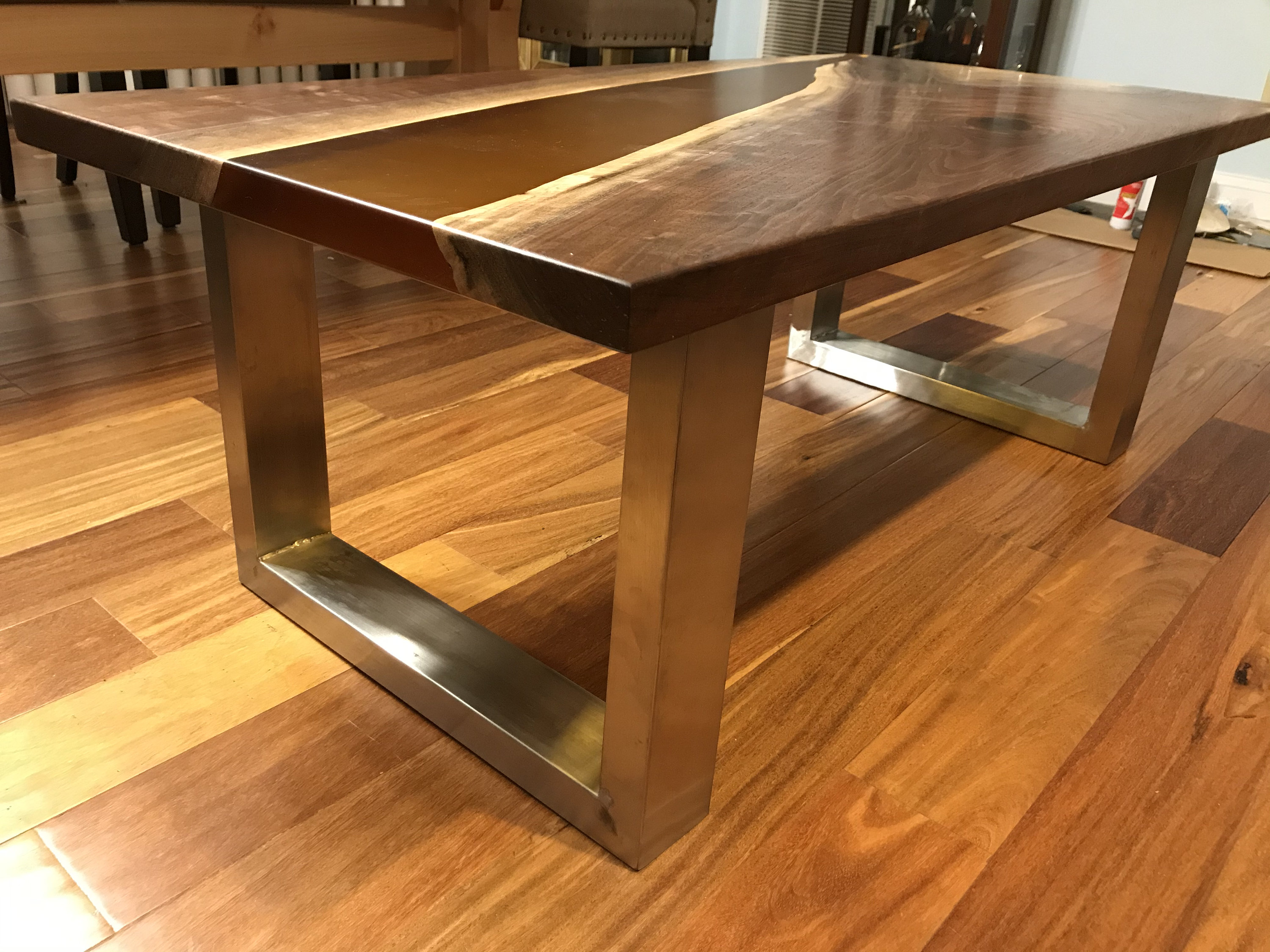Black Walnut Amber Epoxy Resin River Computer Table Hardwood Table ...