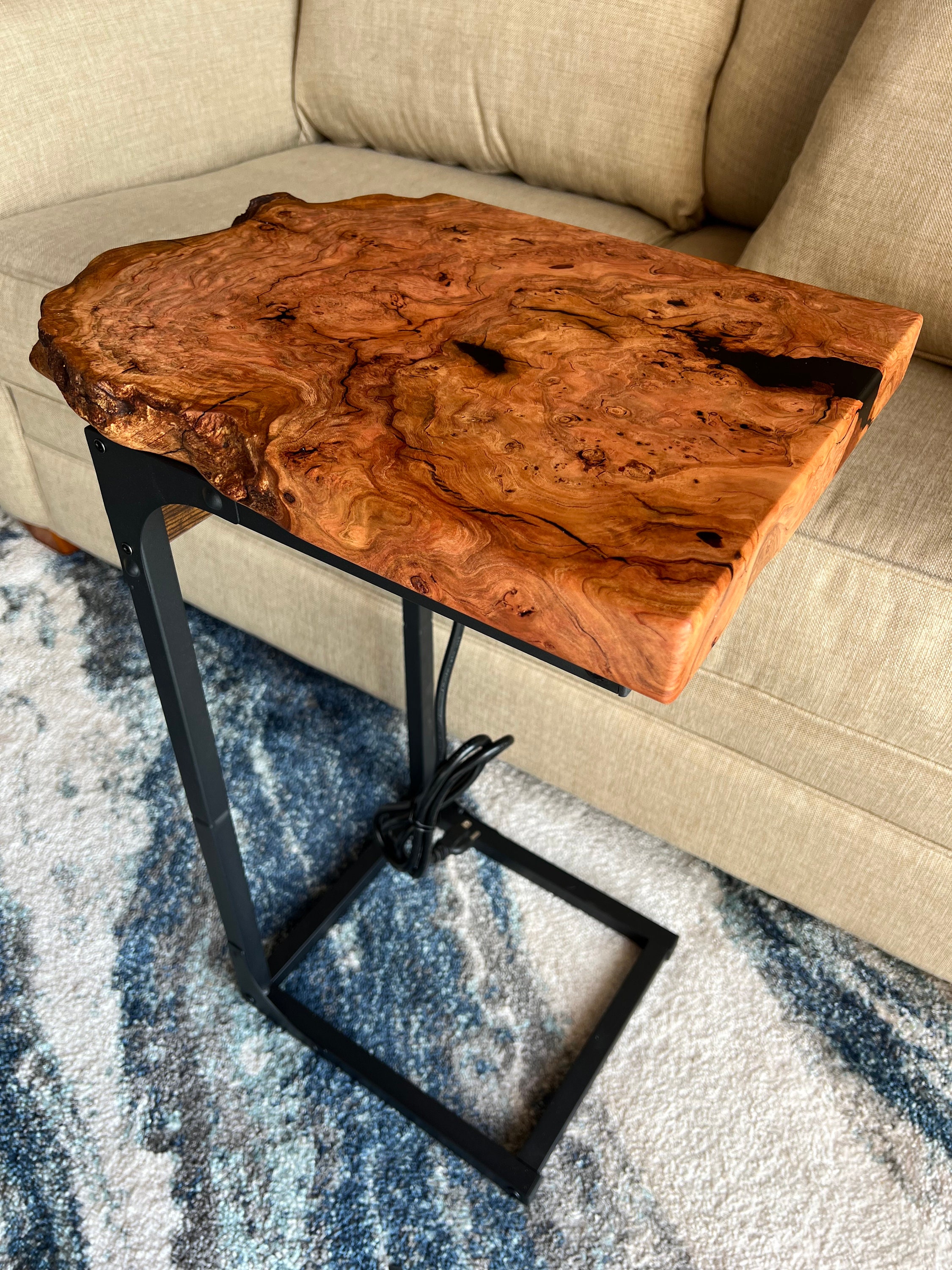 Solid Cherry Burl Epoxy Resin C Table Sofa Table Snack Table - Etsy