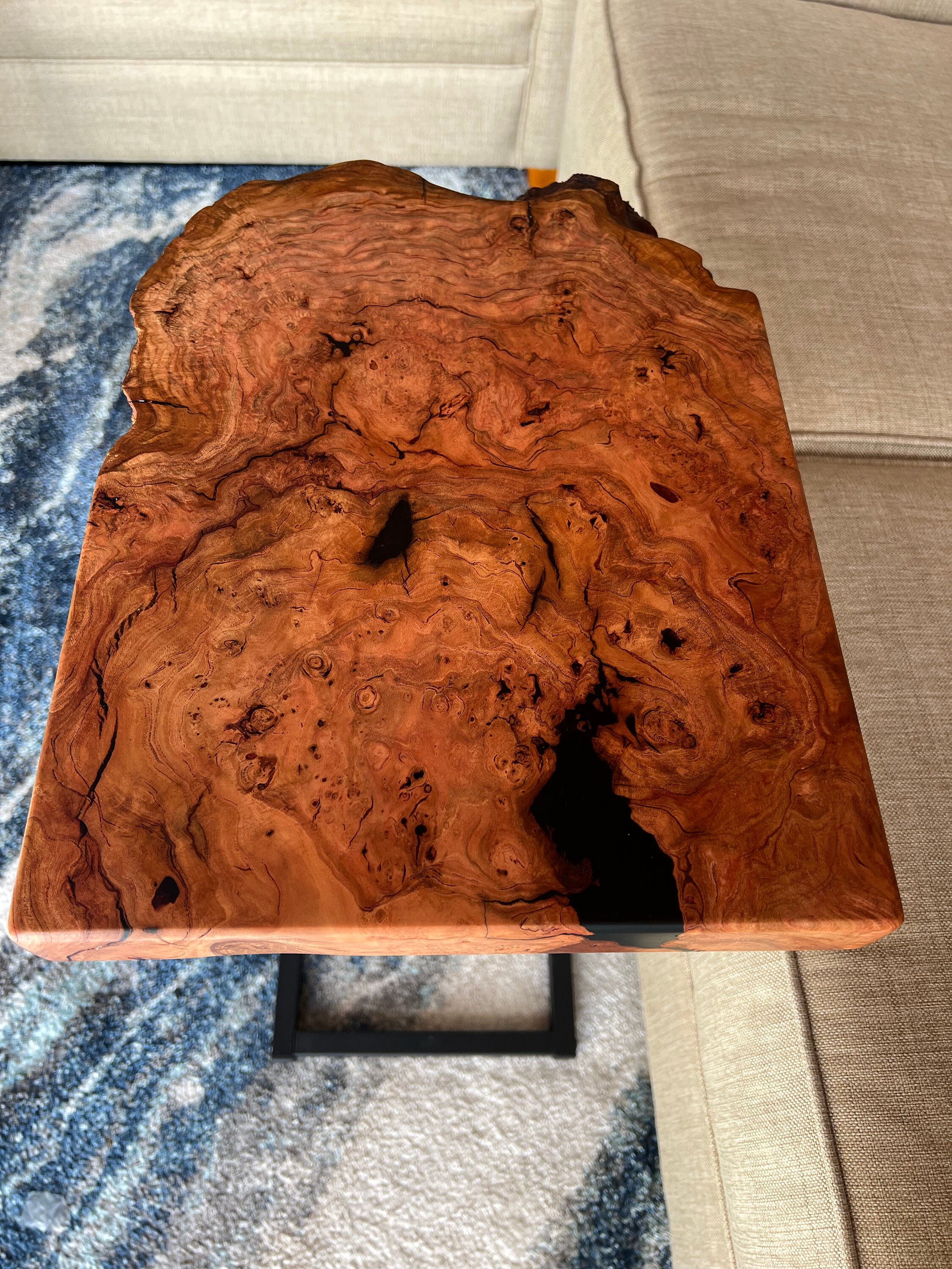 Solid Cherry Burl Epoxy Resin C Table Sofa Table Snack Table - Etsy