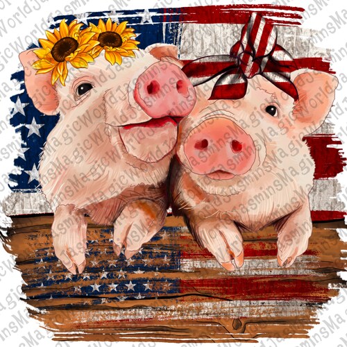 Patriotic American Pigs Pngamerican Flag Bandana - Etsy