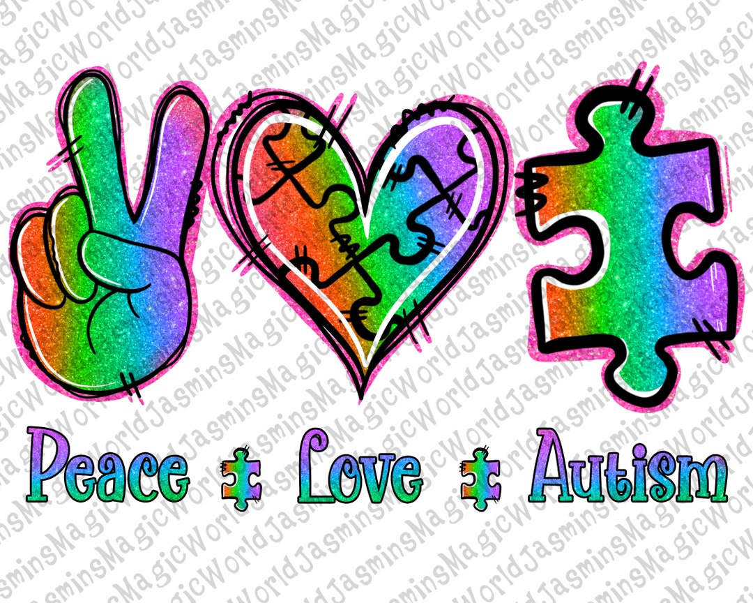 Peace Love Autism Sublimation Pngdigital Download Peace Love - Etsy