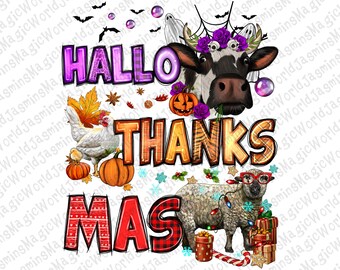 Happy Hallothanksmas Cow Png - Etsy