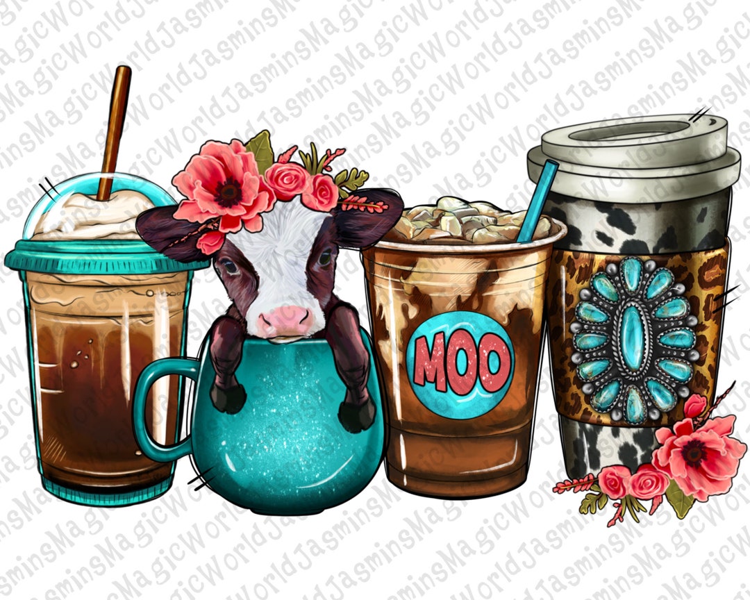 Western Baby Calf Coffee Cups Png Sublimation Design, Baby Calf Png ...