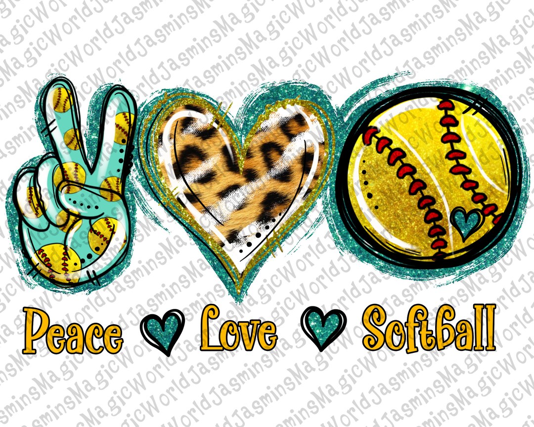 Peace Love Softball Png,peace Love Softball Sublimation Design, PNG ...